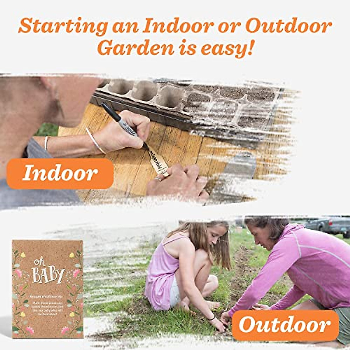 BENTLEY SEED CO. Oh Baby Flower Seeds Packets - Girl/Boy Baby Shower Favors - Pre-Filled, 25 Wildflower Seed Packs for Favor - Eco-Friendly Gift & Babys Guest Giveaways - Non-GMO Seeds - Brown Envelop