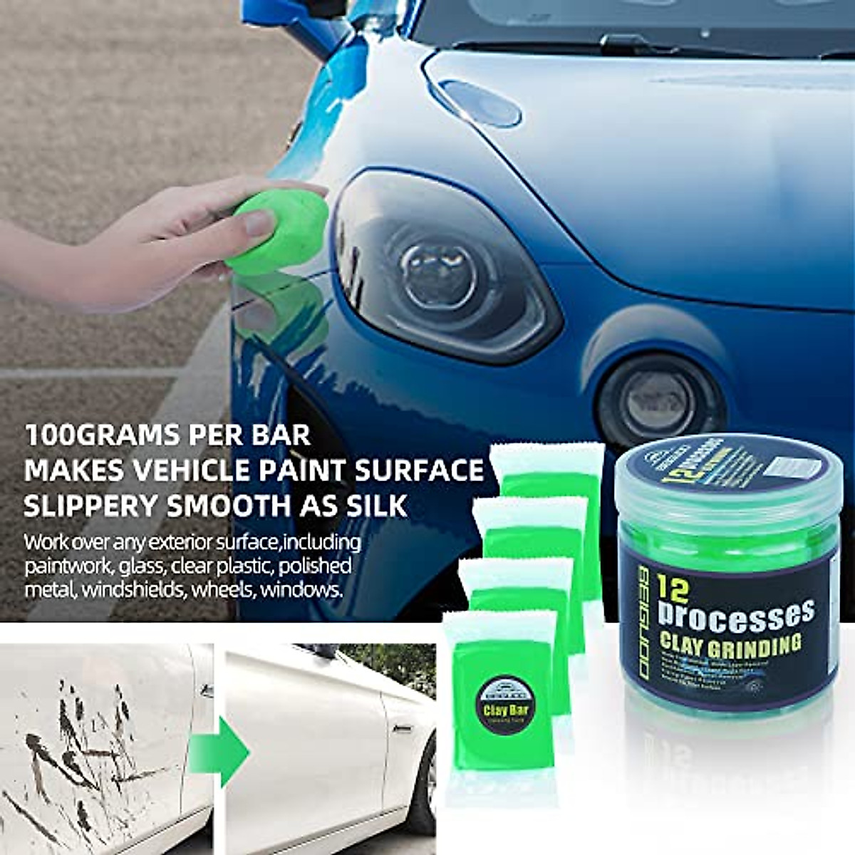 Beiguoo Car Clay Bars Detailing kit 4 Pack 400g, Auto Detailing Magic Clay Bar Cleaner for Car Vehicle Cleaning