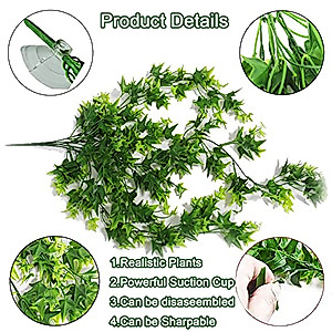 Woyrise 2Pack Reptile Plants, Terrarium Hanging Plants Vines Artificial Leaves Habitat Decorations with Suction Cup for Bearded Dragon Lizard Snake Geckos Chameleon Hermit Crab