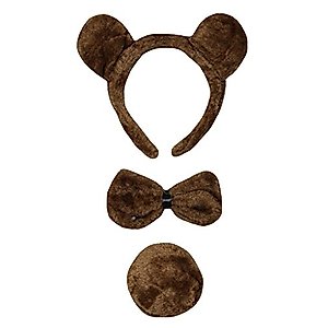 Petitebella Combined Animal Headband Bowtie Tail 3pc Costume (Bear, One Size)