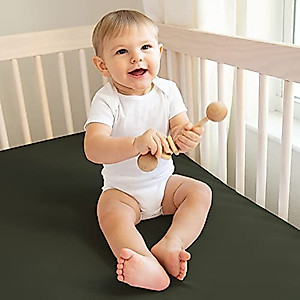 Sweet Jojo Designs Solid Dark Green Gender Nuetral Boy Girl Baby Fitted Crib Sheet Set Nursery Soft Infant Newborn Fits Standard Mattress Toddler Bed Hunter Forest Olive for Rustic Deer Woodland Camo