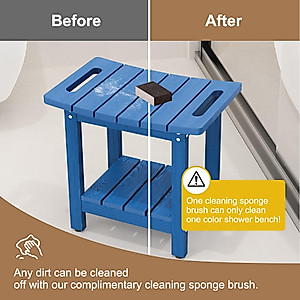 oridom HIPS Shower Benches for Inside Shower, Shower Stool with Space-Efficient Storage Shelf, Waterproof Shower Chair Seat for Spa Bathroom(Navy Blue)