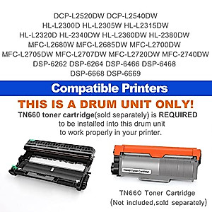 Compatible Drum Unit Replacement for Brother DR-630 DR630 DR660 DR 660 with Long Life OPC (1 Pack Drum Unit ONLY, NOT Toner)