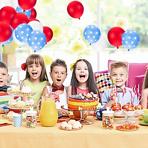 55 Pieces Party Balloon Polka Dot Latex Balloons, Includes 20 Pieces Red Balloons 20 Pieces White Balloons and 15 Pieces Blue and White Dot Balloons for Wedding Birthday Party Festival Decoration