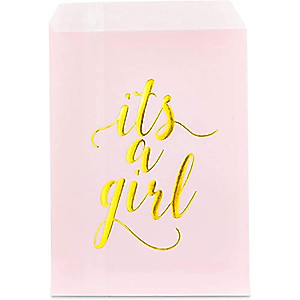 It's a Girl Baby Shower Goodie Bags (5 x 7.5 in,100 Pack)