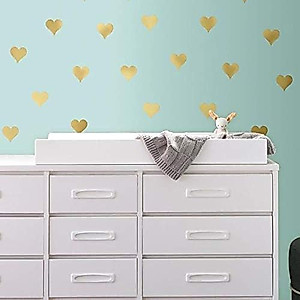 Gold Heart 2inchx120 Pieces Wall Decal Vinyl Sticker for Baby Kids Children Boy Girl Bedroom Decor Removable Nursery Decoration (Gold)