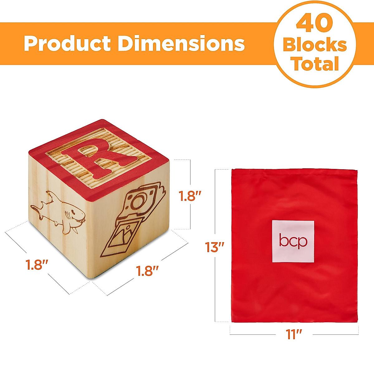 Best Choice Products 40-Piece Kids Wooden ABC Block Set, Building Education Construction Alphabet Letters & STEM Toy for Toddlers w/Carrying Case