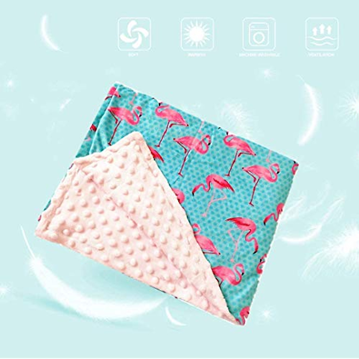 Baby Blanket Super Soft Minky Blanket with Double Layer Dotted Backing Pink Flamingo Security Blanket for Newborns Nursery Stroller Receiving Toddlers Crib Bedding for Boy or Girl(30 x 40 Inch)