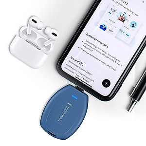 Keychain Portable Charger for iPhone, Mini Power Bank Subcompact Emergency Power Pod External Fast Charging Battery Pack, 1600mAh Key Ring Charger for iPhone 14/13/12/11/Pro Max/X/8/7/6s/SE (Blue)