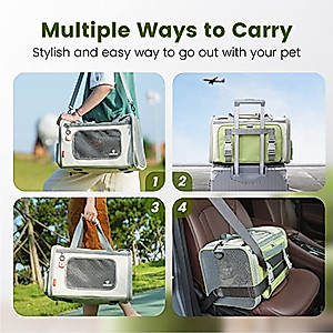 Pawaii Cat Carrier with ID Tag, TSA Airline Approved Cat Carrier, Soft Sided Collapsible Pet Travel Carrier, Foldable Cat Travel Bag, Protable, Comfortable, Convenient Pet Travel Carrier