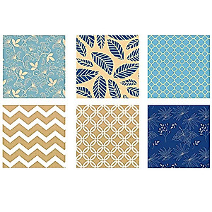 RUSPEPA Kraft Wrapping Paper Roll - Multiple Blue and White Patterns Great for Congrats, Holiday, Chanukah and Special Occasion - 6 Roll - 30 inches X 10 feet Per Roll