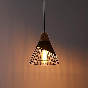 Mxsaoud Modern Black Pendant Light Over Kitchen Island, Adjustable Wood Hanging Light Fixture,Industrial Pendant Lighting for Dining Room,Living Room,Bedroom,Hallway,kitchen,Bar