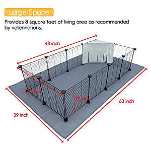 CHEGRON Guinea Pig Cages with Liner 48x24x12inch C&C Small Animal Cage Pet Puppy Dog Playpen Indoor Rabbit Chinchilla Hedgehog Habitat Fence DIY 12PCS Metal Grids Without Cushion
