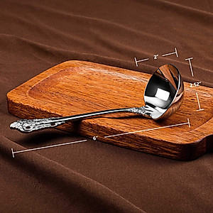 KEAWELL Gorgeous 1 oz. 18/10 Stainless Steel Gravy Ladle, Antique Small Ladle for Stirring, Mirror finished Soup Ladle Spoon and Dishwasher Safe (1, Silver)