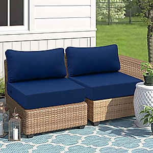 idee-home Deep Seat Patio Cushions, Outdoor Cushions Replacement Cushions Back Cushion, Outdoor Hampton Bay Patio Cushions for Backyard Couch Sofa, 2pcs Set, Seat: 26.5 x 26.5 Back: 26.5 x 13.2