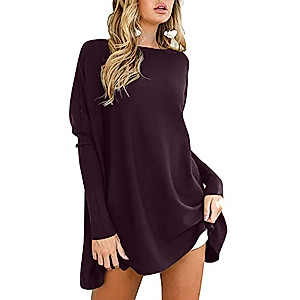 Stretch Tee Shirts Women Oversized T Shirts for Women Tunic Tops to Wear with Leggings Long Sleeve Fall Sweaters Dressy