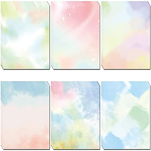 Watercolor Styles Stationery Paper, Aesthetic Paper 8.5 x 11 In, 60 Sheets, Double Sided, Colorful Writing Paper, Pretty Stationary Paper, Decorative Scrapbook Paper, Printer Friendly for Invitations