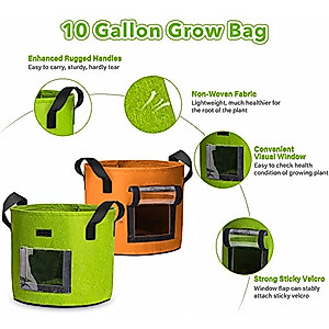 RVZHI 5 Packs 10 Gallon Potato Growing Bags, 400G Heavy Duty Fabric Potato Grow Bags with Flap, Garden Plant Grow Bags for Growing Tomato,Vegetable and Fruits with 10Pcs Plant Labels