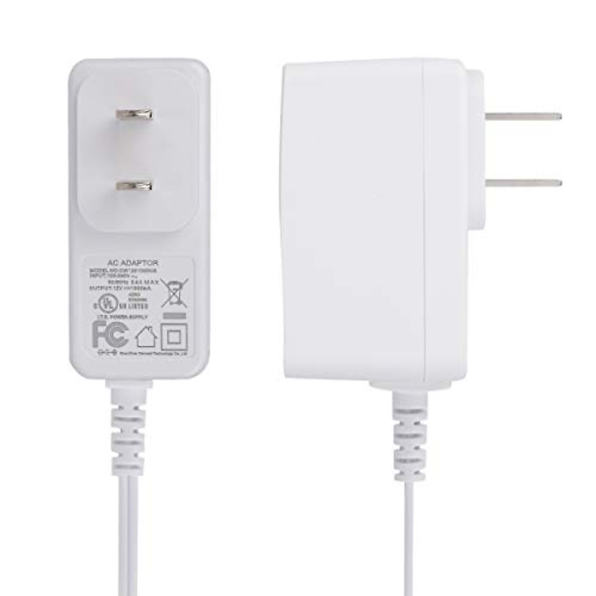 Dericam 12V 1A DC Power Supply Adapter for IP/CCTV Security Camera, 5ft/1.5 Meter AC to DC Power Cord, Wall Charger, Output DC 12V 1000mA, Input AC 100V-240V/50 or 60Hz/0.4A Max, US Plug, White
