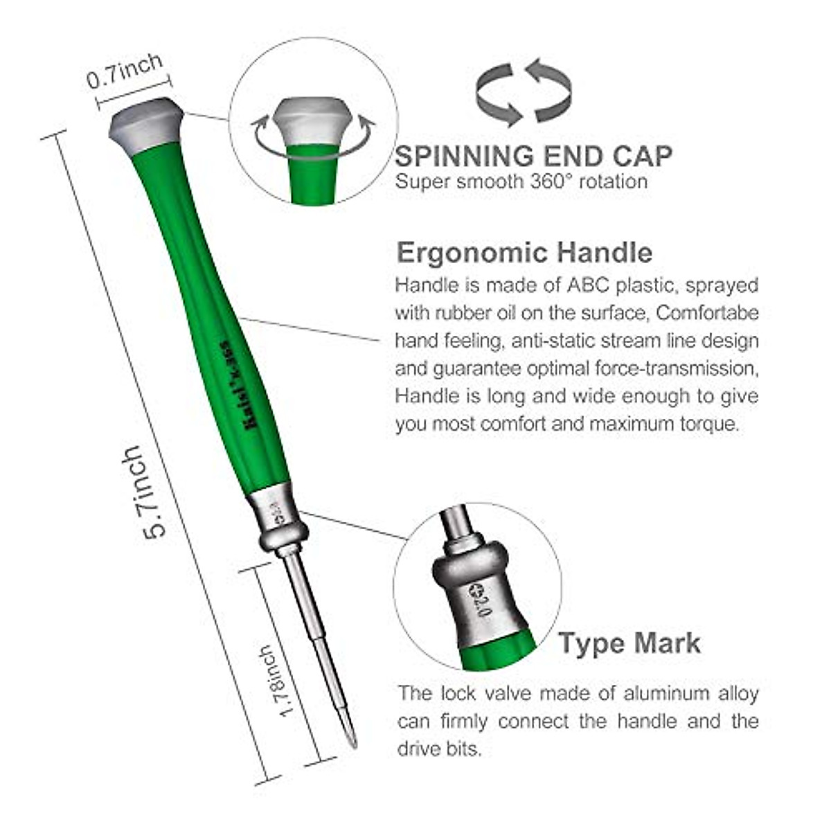 Kaisi Precision Screwdriver Set Magnetic Phillips, Flat and Torx, 10-Piece Professional Repair Kit with Leather Bag for Electronics, Computer, Laptop, Phone, Watch, Jewelry, Eyeglasses, Gamepad, Toys