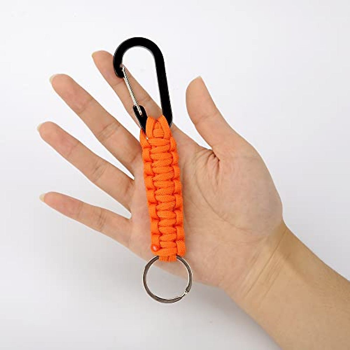 Keychain Carabiner with Key Ring - GREATRIL Paracord Key Chain Hanger Heavy Duty Clips for Outdoor Men/Women (Orange)