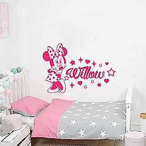 Name Wall Decal Minnie Vinyl Decals Sticker Custom Decals Personalized Baby Girl Name Decor Bedroom Nursery Baby Room Decor ZX58