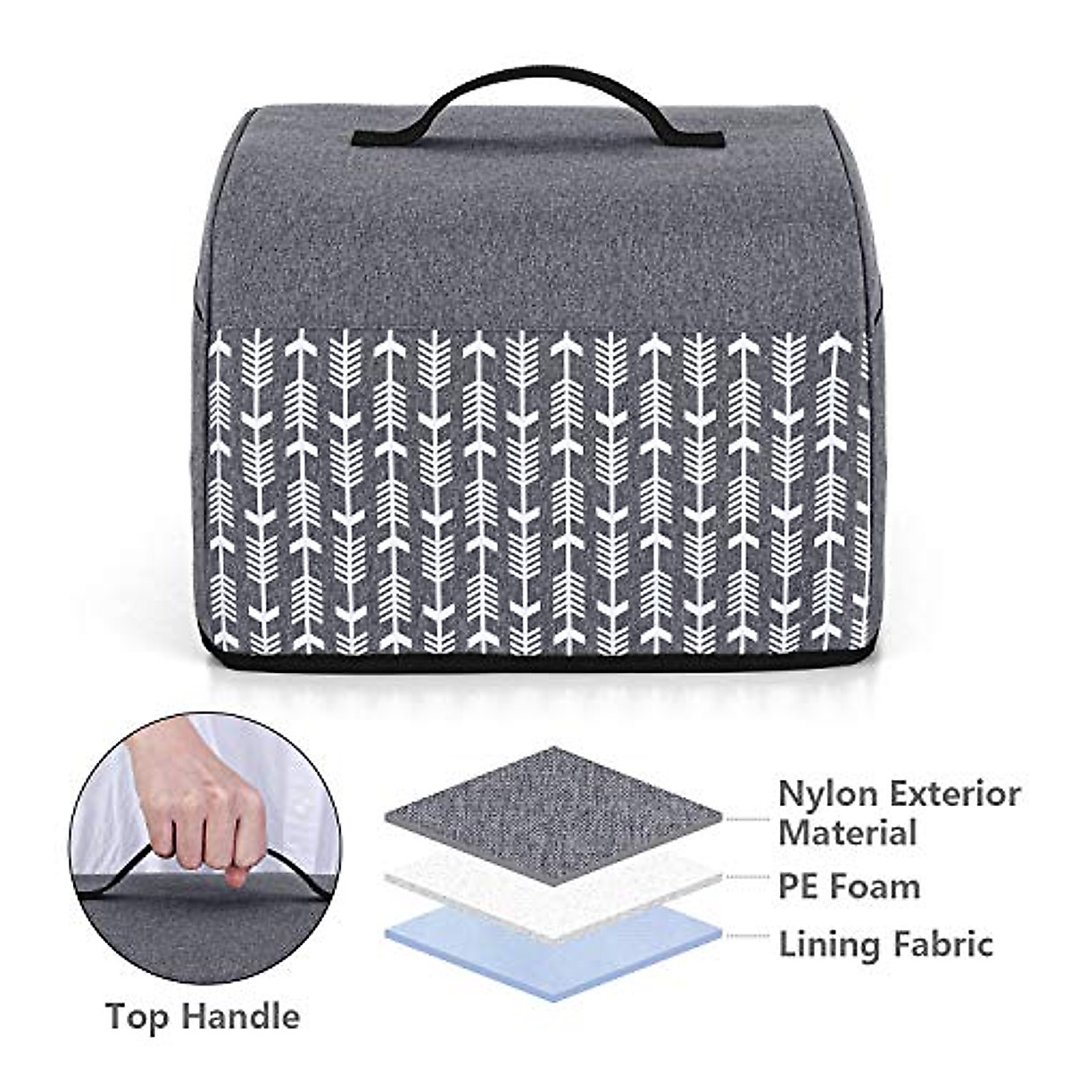 Yarwo Dust Cover with Pockets Compatible with Ninja Foodi Grill, Heavy Duty Nylon Cover with Wipe Clean Liner, Gray with Arrow