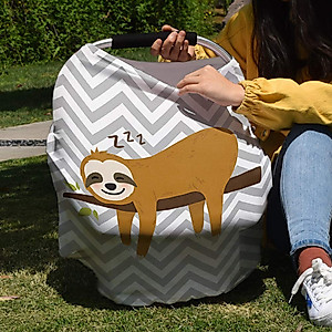 Nursing Cover for Breastfeeding Scarf & Car Seat-for Babies Girls Boys Infant,Soft Stretchy Infinity Cover Ups for Stroller Baby Car Seat-Sloth on Branch Geometric Stripes
