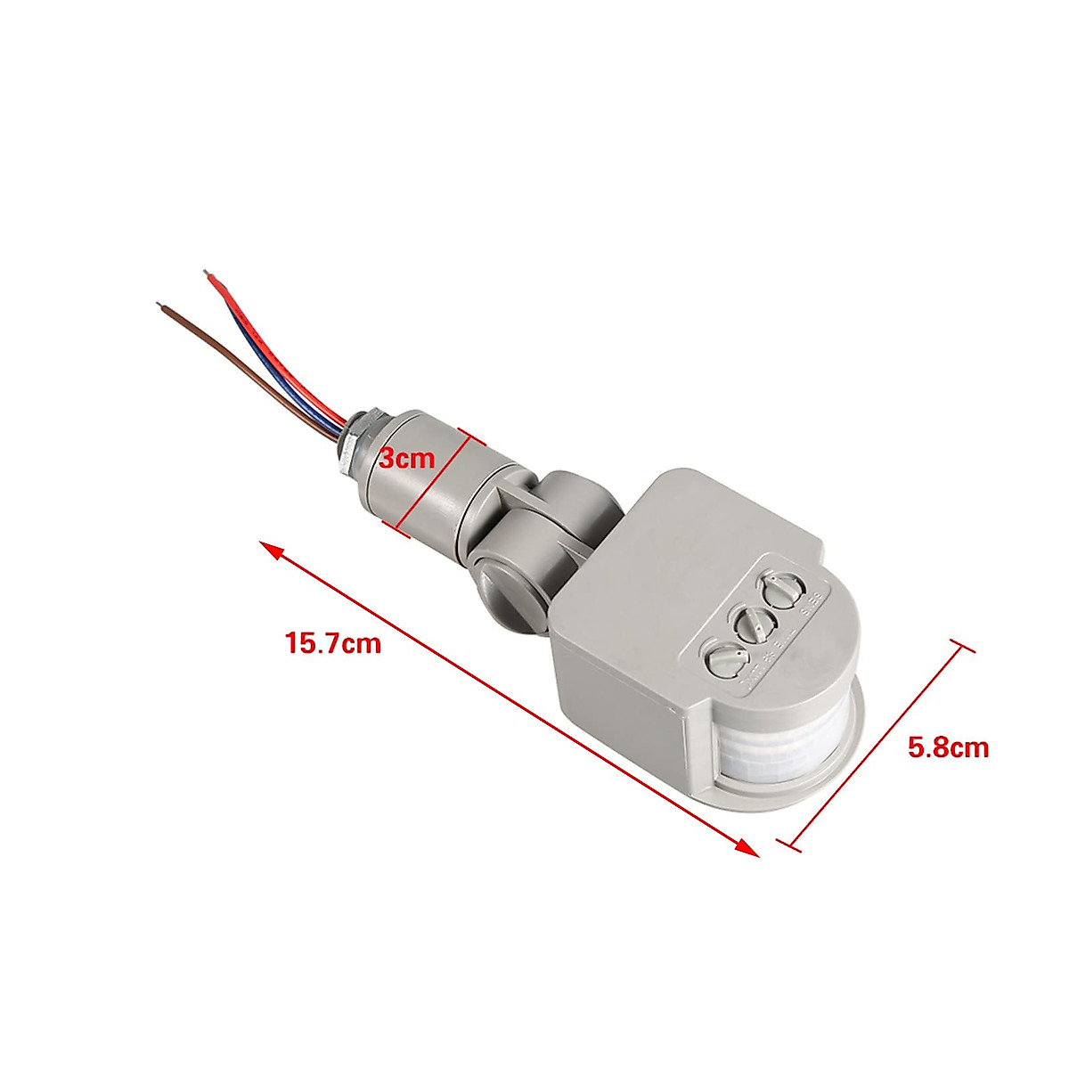 FTVOGUE Outdoor 90~250V 180 Degree Infrared PIR Motion Sensor Detector Wall Light Switch Gray