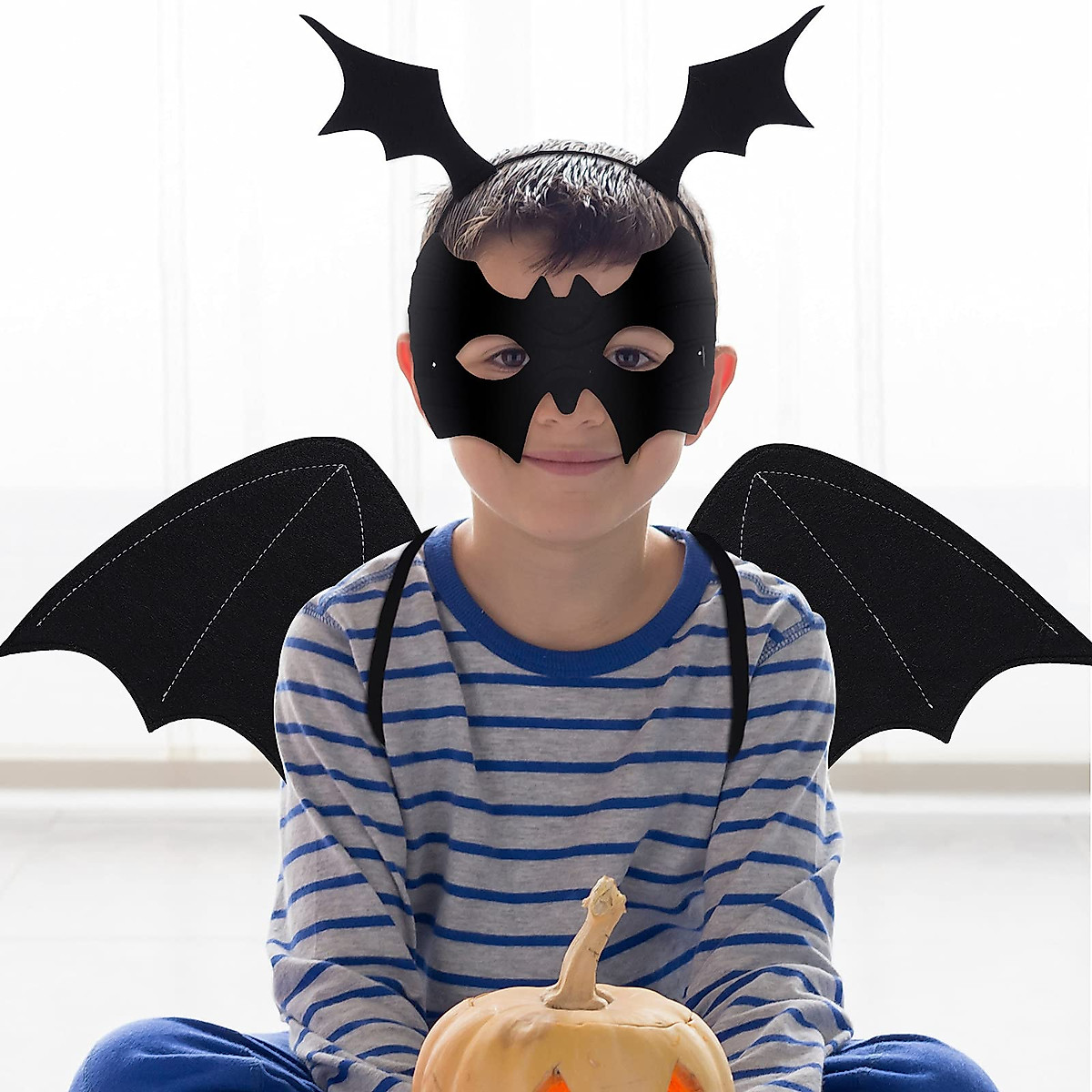 Luinabio Halloween Bat Costume Accessory Bat Ears Headband and Bat Eye Mask for Halloween Party, Cosplay, Costume Ball, Carnival