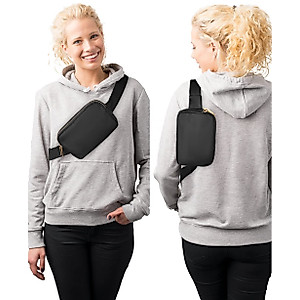 Sindax Small Black Fanny Packs for Women Waterproof Chest Pack Belt Bag with Adjustable Fashion Hip Bum Bag for Travel Workout Running Hiking