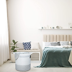 VERSAINSECT ton Rope Basket - Decorative White Storage Bins for Room Organization