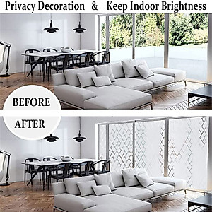 Frosted Lattice Window Privacy Film Frosted Glass Covering Static Cling Window Sticker Decorative Glass Window Cling Anti-UV Non Adhesive for Home Bathroom Office (17.5Inch X 16.4Feet)
