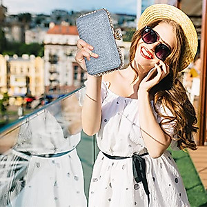 UBORSE Women Clutch Bag Glitter Evening Bag Elegant Evening Purse for Women Wedding Party Purse Handbag(Blue)