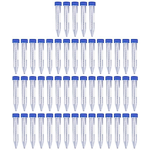 Antrader Centrifuge Tubes 10mL,Conical Tubes Sterile 50 PCS with Screw Caps,Plastic Container with with Graduated and Write Marks(Blue)