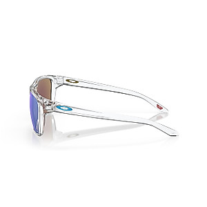 Oakley Men's OO9448 Sylas Rectangular Sunglasses, Polished Clear/Prizm Sapphire, 60 mm