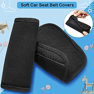4 Pieces Baby Car Seat Belt Covers Soft Car Seat Straps Shoulder Pads for Kid Infant Stroller Strap Covers Seat Safety Belt Cushion Pads for Boy and Girl, Black
