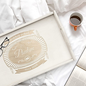 Maverton Breakfast Tray Table for Women - Personalized Bed Tray - Laptop Table with Foldable Legs - Decorative Serving Tray with Engraving - for Birthday - Serving Tray for her - Breakfast