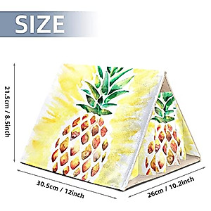 RATGDN Small Pet Hideout Watercolor Pineapple Hamster House Guinea Pig Playhouse for Dwarf Rabbits Hedgehogs Chinchillas