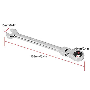 ABuff Flexible Head Ratcheting Wrench, 3 PCS 10 mm Ratcheting Box Wrench Set with 5° Movement and 72 Teeth for Projects with Tight Space