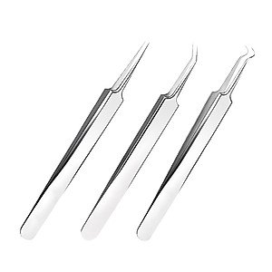 3 Pcs Stainless Steel Blackhead Splinter Remover Tweezers Blackhead Removal Needle Pointed Tweezers Ingrown Hair Tweezers