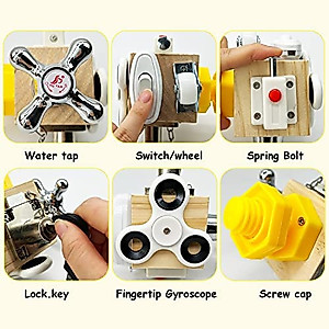 Celarlo Fidget Busy Cube for Kids, Sensory Busy Board Travel Toy for Toddlers, Wooden Montessori Educational Learning Toys Gift for Children Kids