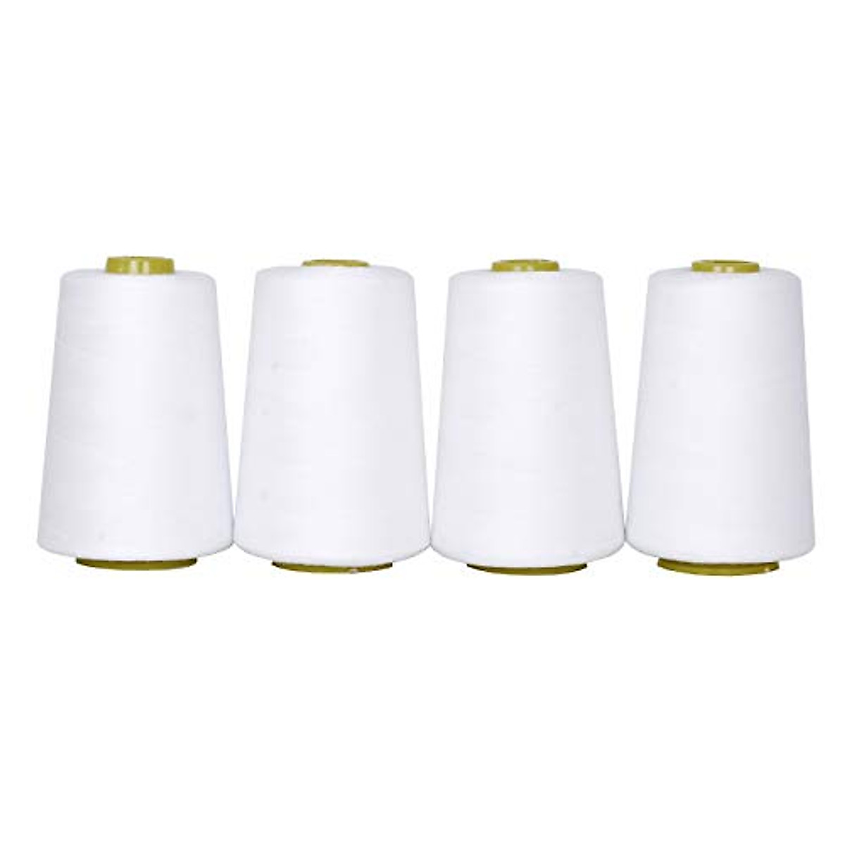 Mandala Crafts All Purpose Sewing Thread Spools - White Serger Thread Cones 4 Pack - 40S/2 24000 Yds White Polyester Thread for Overlock Sewing Machine Quilting