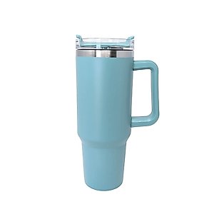 FTB Creative 40oz Insulated Journey Tumbler Mug, Double Wall Stainless Steel, with Lid and Straw (Peachy)