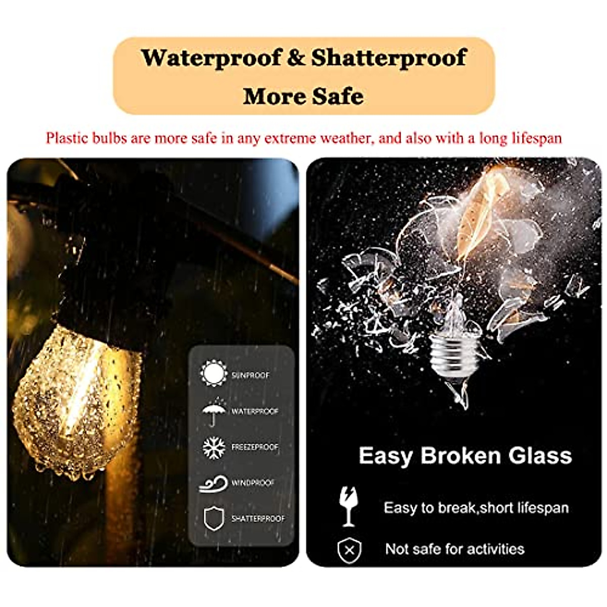 Outdoor Solar String Lights, 100 FT Solar Powered LED String Outdoor Lights Waterproof & Shatterproof, Patio Solar Hanging Lights With 30 Bulbs, Camping Decorative Lights For Outdoor Backyard Garden