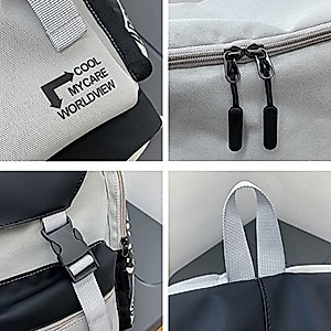 Verdancy Kawaii Backpack for Teen Girls Boys Aesthetic Bookbag Schoolbag Daypack Casual Bag for School College (Black)