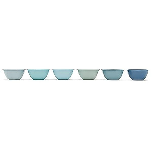 Stacking Pinch Bowl Set for Food Prep, 6 Pack by Home Basics | Ombre Blue Colors | Thick Outer Rim | Space-Saving | Durable Lightweight Plastic | 8 oz Capacity