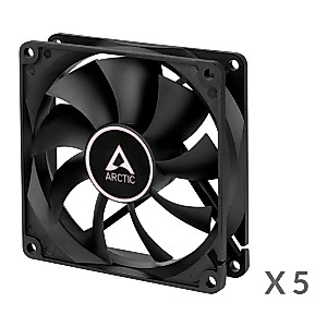 ARCTIC F9 (5 Pack) - 92 mm Standard Case Fan, Quiet Motor, Computer, Push- or Pull Configuration, Fan Speed: 1800 RPM - Black