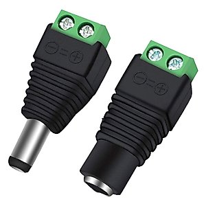 CENTROPOWER 10 Pairs 12V 5A DC Power Plug Connector 5.5mm x 2.1mm, (10 x Male and 10 x Female) Power Jack for Led Strip CCTV Security Camera Cable Wire Ends Barrel Adapter