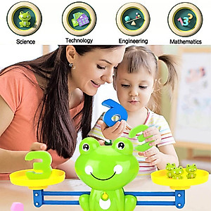 Vatunu Learning Math Game, STEM Montessori Counting Toys with Frog Learning Card, Fun Children's Gift Learning Balance Skill Educational Number Toy for Kids Ages 3-5